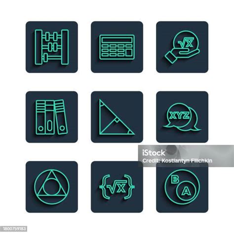 선 설정 삼각형 수학 X 글리프의 제곱근 하위 집합 부분 집합 B 각도 이등분 삼각형 사무실 폴더 주판 및 Xyz 좌표계 아이콘 벡터 0명에 대한 스톡 벡터 아트 및 기타