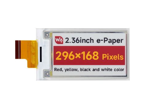 Waveshare 2 36 Inch E Paper G Raw Display 296 × 168 Rood Geel Zwart