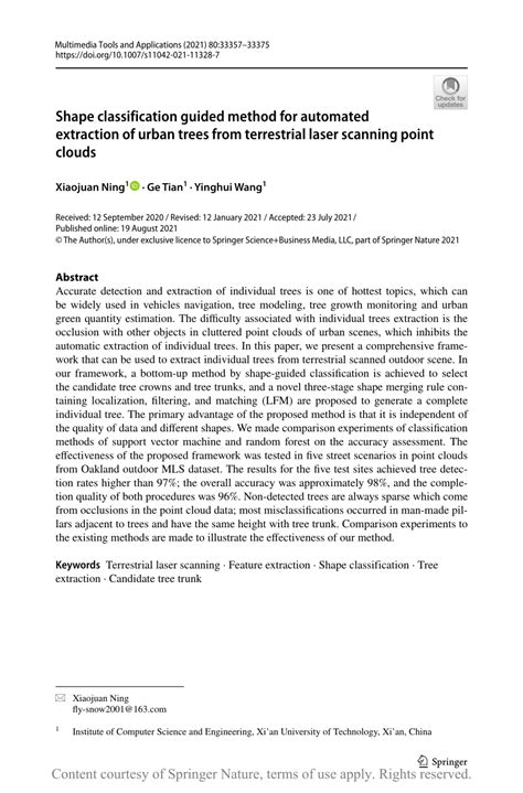 Shape Classification Guided Method For Automated Extraction Of Urban Trees From Terrestrial