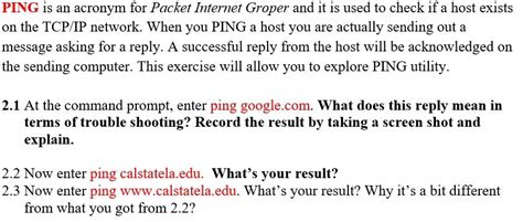 Ping Is An Acronym For Packet Internet Groper And It