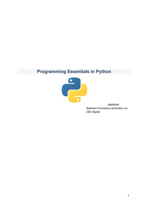 Cours Python Pcep Module 1 Et 2 1 Programming Essentials In Python