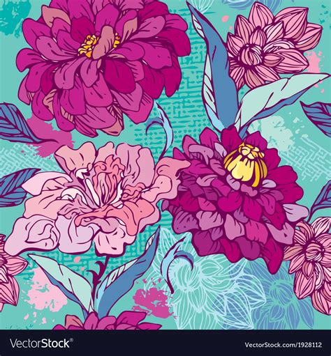 Floral Seamless Pattern With Hand Drawn Flowers Vector Image