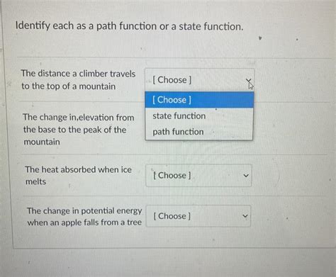 solved identify each as a path function or a state function