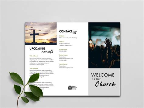Church Trifold Bulletin Template Canva Editable Church Pamphlet