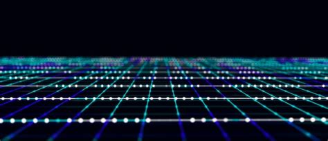 Premium Photo Abstract Grid With Blue Light On Black Background Science Background With Moving