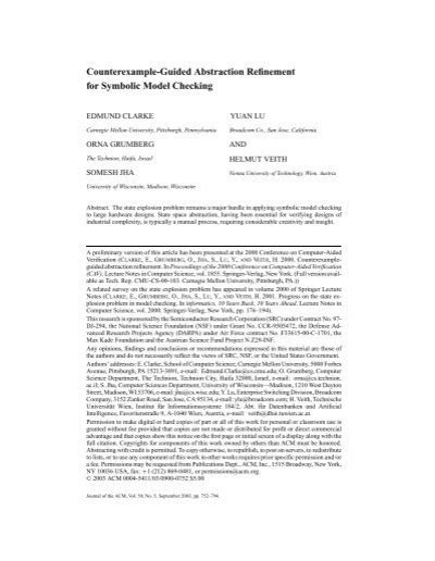 Counterexample Guided Abstraction Refinement For Symbolic Model