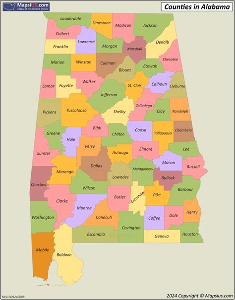 Alabama County Map List Of Counties In Alabama