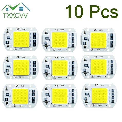 Chip Led Cob De 10 Piezas 220v 20w 30w 50w Sin Necesidad De