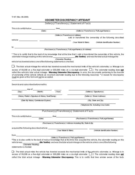 Odometer Disclosure Statement