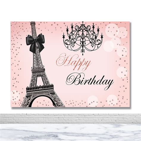 Eiffel Tower Paris Photography Backdrop Happy Birthday Photo Etsy