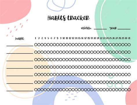 Premium Vector Habits Tracker Printable Template Monthly Worksheet