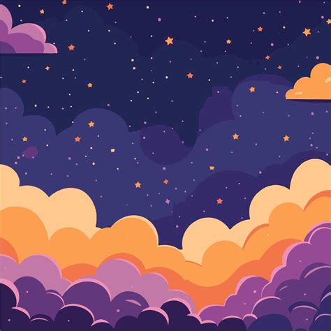 Purple And Orange Clouds With Stars 50754771 Vector Art At Vecteezy
