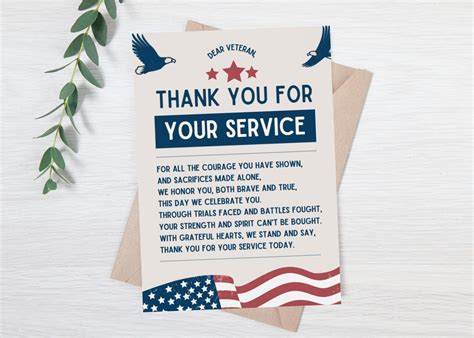 Editable Thank You Card For Veteran Thank You Card For Veterans Day