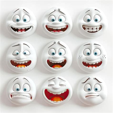 A Row Of Cartoon Faces With Faces That Saysfaces Premium Ai Generated Image