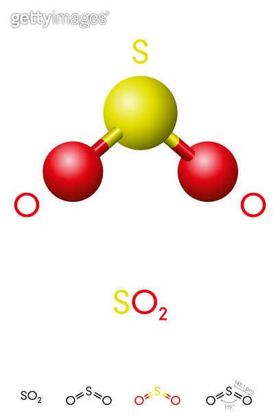 Sulfur Dioxide So2 Molecule Model And Chemical Formula 이미지
