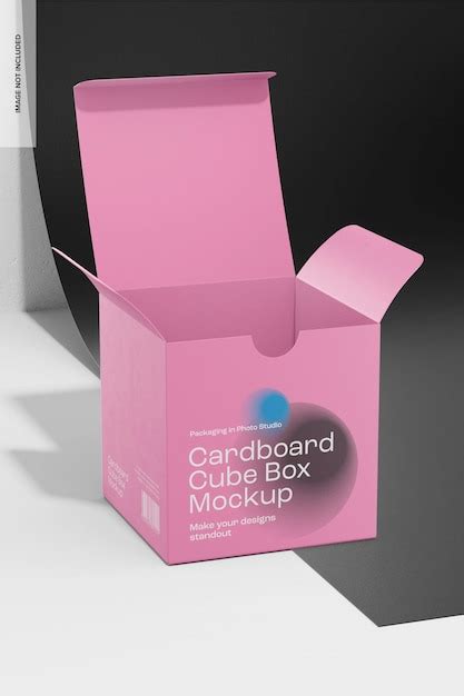 Premium Psd Cardboard Cube Box Mockup Opened