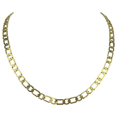 14 Karat Yellow Gold Squared Geometric Curb Link Chain Necklace For