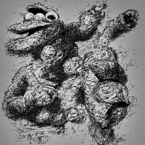 Cookie Monster Pencil Drawing