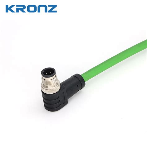 Kronz Profinet Cable M12 Angled Connector 4 Pin D Code Pre Moulded Shielded Cable M12 Circular