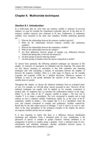 Chapter 6 Multivariate Techniques