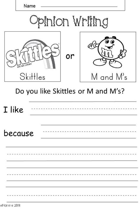 Free Kindergarten Opinion Writing Printable Opinion