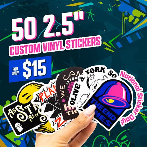 50 Custom 25 Vinyl Stickers Sticky Brand
