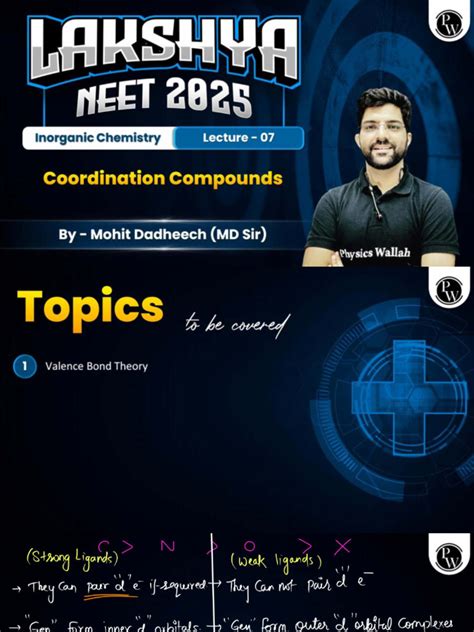 Coordination Compound 07 Class Notes Lakshya Neet 2025 Pdf