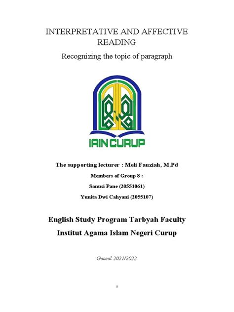 Interpretative And Affective Reading Pdf Paragraph Reading