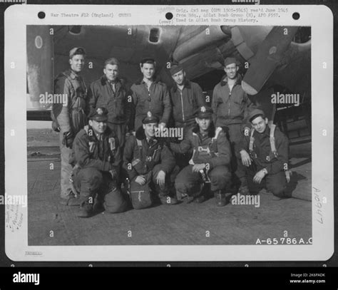 Lt Wolf And Crew Of The 615th Bomb Squadron 401st Bomb Group Beside A Boeing B 17 Flying