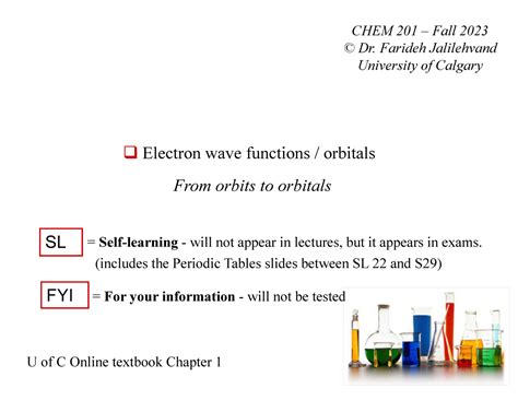 Chapter 1 Lo1 F23 D2l Notes Electron Wave Functions Orbitals Chem