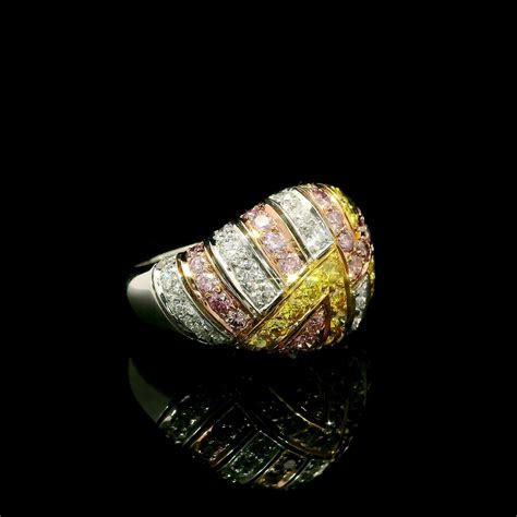 Solid Gold Gia 149ctw Natural Fancy Yellow And Pink Diamond Domed