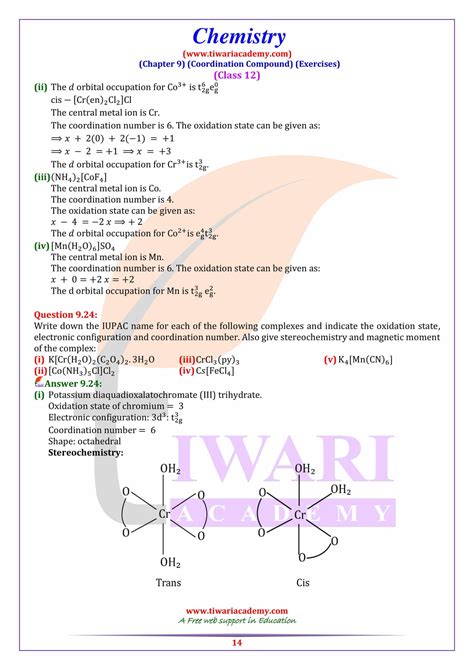 Ncert Solutions For Class 12 Chemistry Chapter 9 Coordination Compound
