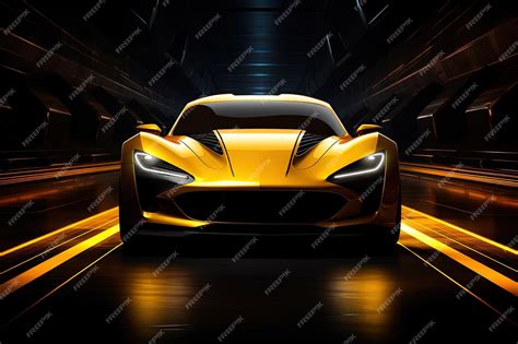 Premium Ai Image Yellow Sports Car Wallpaper With Fantastic Light