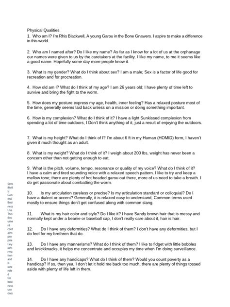 Character Assessment 1 Pdf