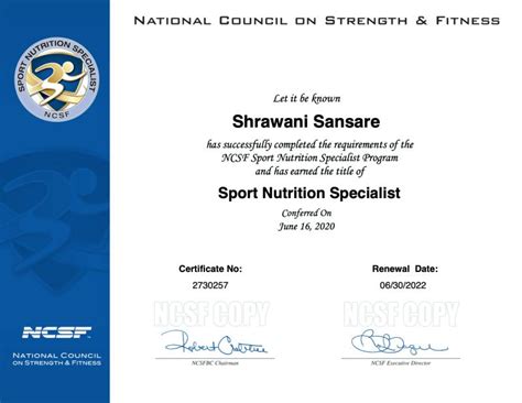 Fitnessprofessional Nutrition Ncsf Ncsfcertified