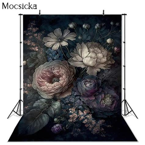 Dark Abstract Floral Photography Background Adult Art Portrait Backdrop Poster Maternity Wedding