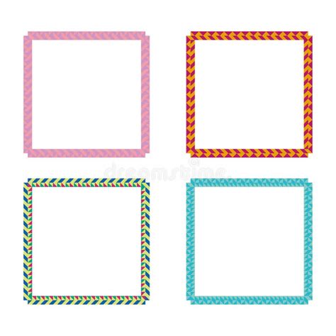 Bright Square Pattern Rhomboid Tile Border Colorful Geometric Frame