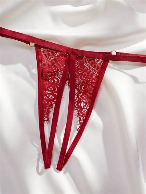 Classic Sexy 3pcs Sexy Lace Open Crotch Thongs Shein Uk