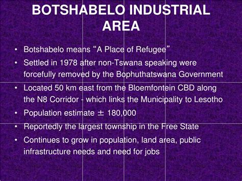 Ppt Botshabelo Toward Greater Self Dependence Powerpoint Presentation Id9336609