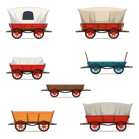 Wagon Vector Set White Background Isolated A High Premium Ai