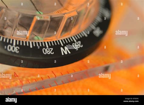 Survival Skills Concept Close Up Of Compass Rose Segment Concept