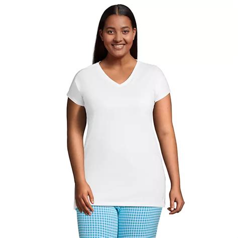 Plus Size Lands End Supima Long Torso V Neck Tunic