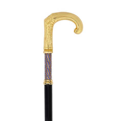 Elegant Italian Craftsmanship Luxury Walking Cane With 24k Gold Plati