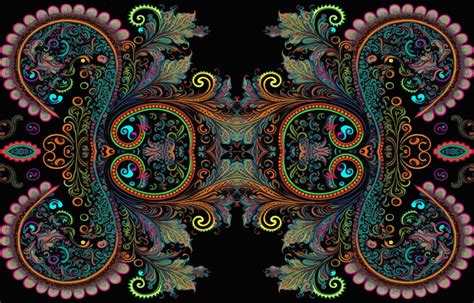 Paisley Seamless Pattern Neon Tone Abstract Traditional Folk Antique