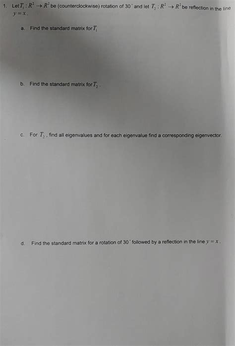 solved let t1 r2→r2 be counterclockwise rotation of 30∘