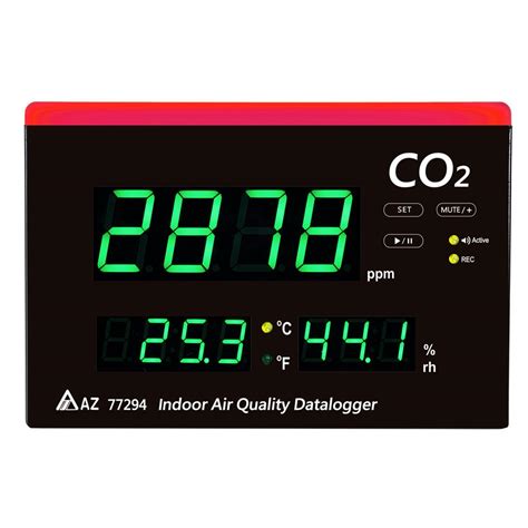77294 az co2 humidity temp data logger temp wall mount recorder 77294
