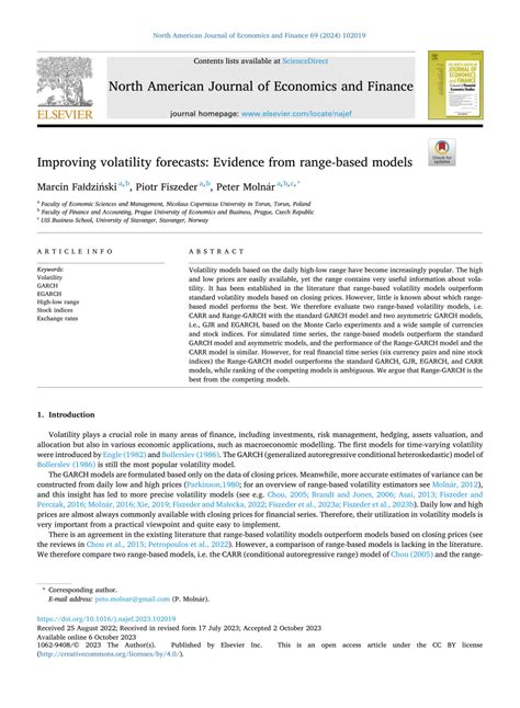 Pdf Improving Volatility Forecasts Evidence From Range Based Models