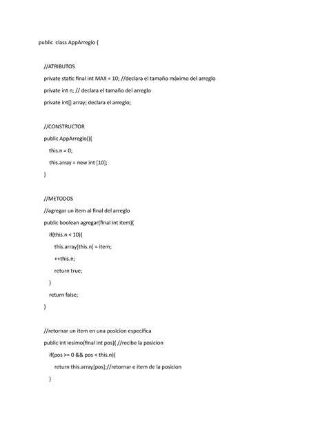 Public Class App Arreglo Public Class Apparreglo Atributos Private Static Final Int Max
