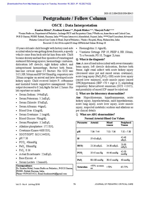 Postgraduate Fellow Column Osce Data Interpretation Pdf Medical