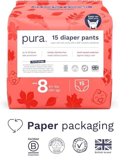 Pura Size 8 Diaper Pants 1 X 15 Diapers 41lbs Minimalist Diaper Design Up And Up Diapers